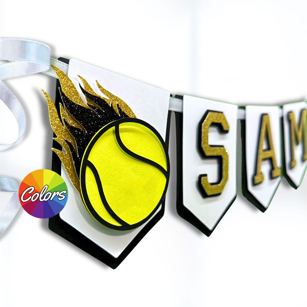 Tennis Party Name Banner - Personalized Sign With Custom Wording, Team ...