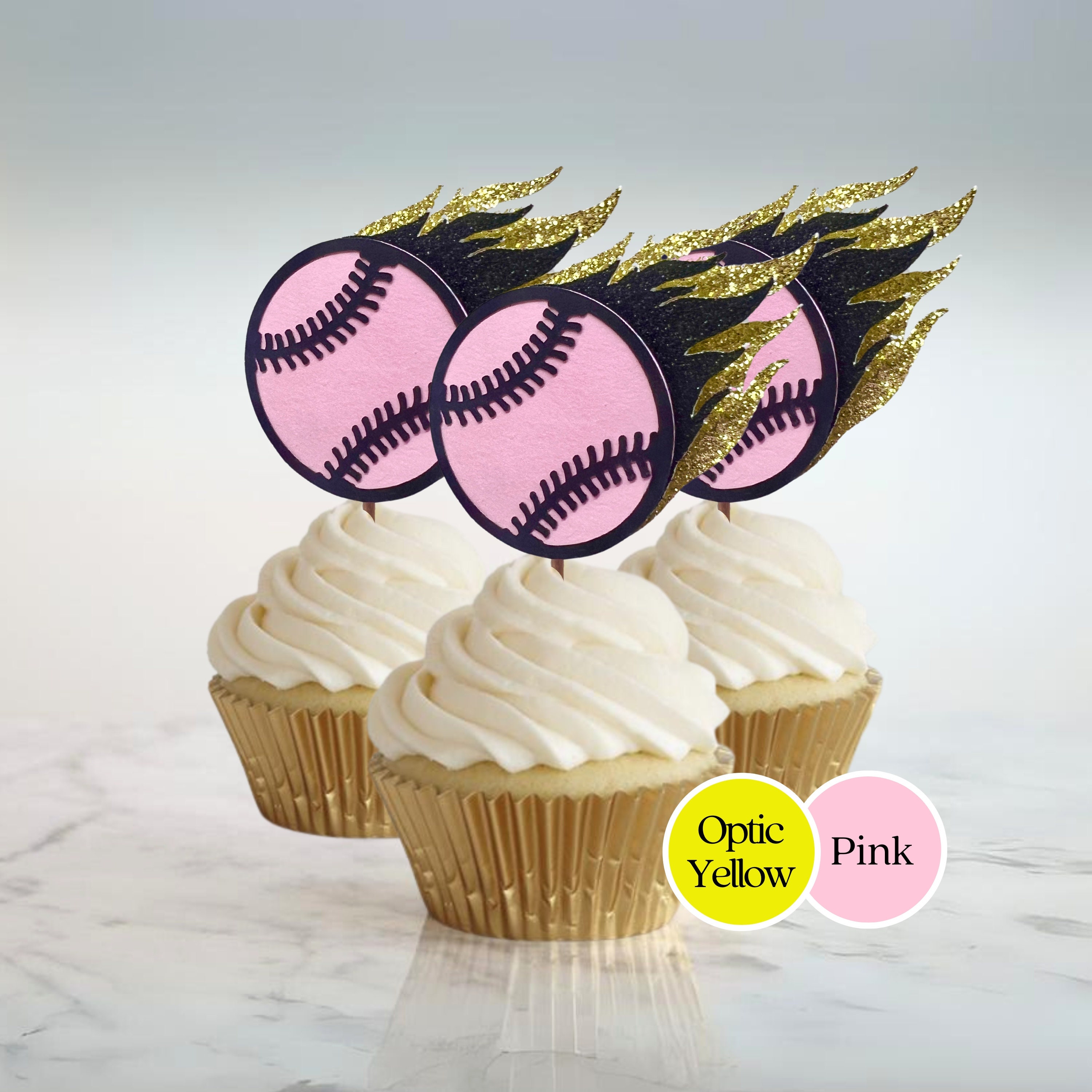 Softball Cupcake Topper Birthday Party Decoration Sport Cupcake Picks ...
