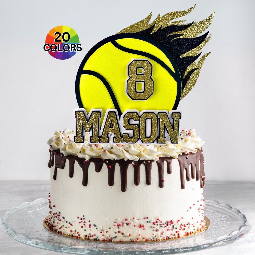 Tennis Cake Topper varsity Lettering Birthday Party Decoration Tennis ...
