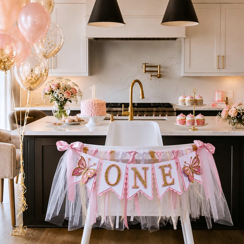 Butterfly ONE Banner - First Birthday High Chair Banner, 1st Birthday ...