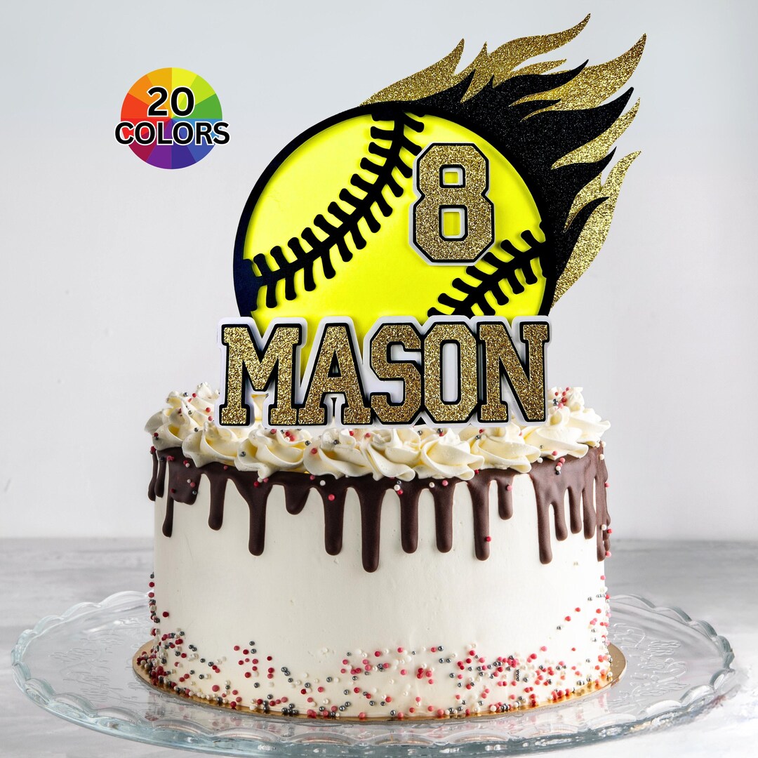 Softball Cake Topper varsity Lettering Girls Birthday Party Decoration ...