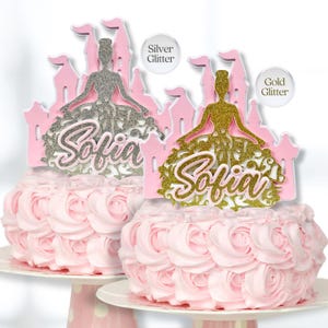 Princess Cake Topper - Birthday Party Princess Decoration - Pink and ...