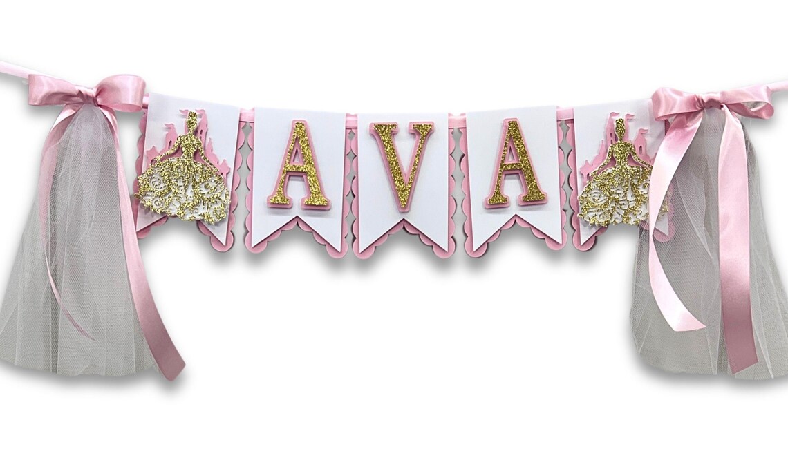 Pink Princess Custom Name Banner – Personalized Party Decoration for ...