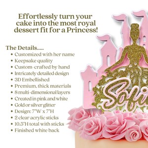 Princess Cake Topper - Birthday Party Fairytale Decoration - Pink and ...