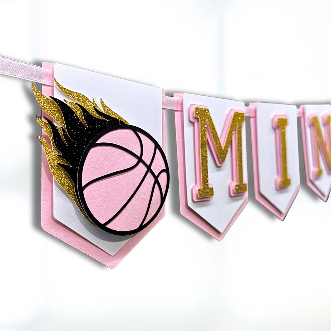 Basketball Custom Banner [pink] - Girls Baby Shower - Personalized ...