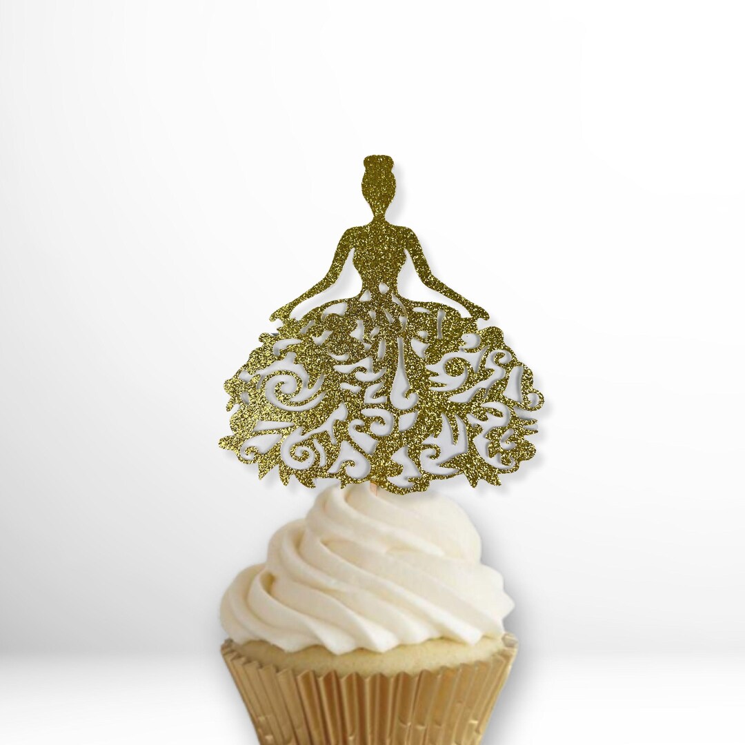 Princess Cupcake Topper - Birthday Party Decoration - Elegant Dress ...