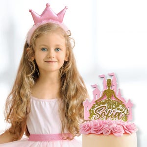 Princess Cake Topper Birthday Party Princess Decoration Pink and Gold ...