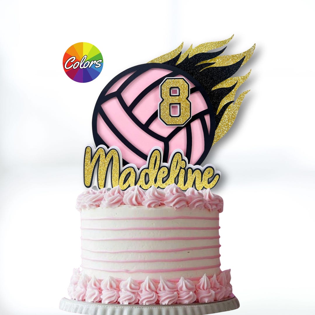 Pink Volleyball Cake Topper – Girls Birthday Party Decoration ...