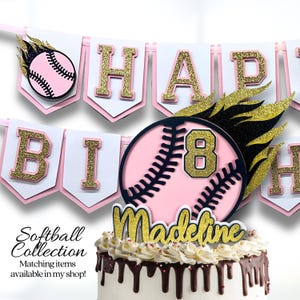 Softball Birthday Banner [pink] - Girls Softball Party Decoration ...