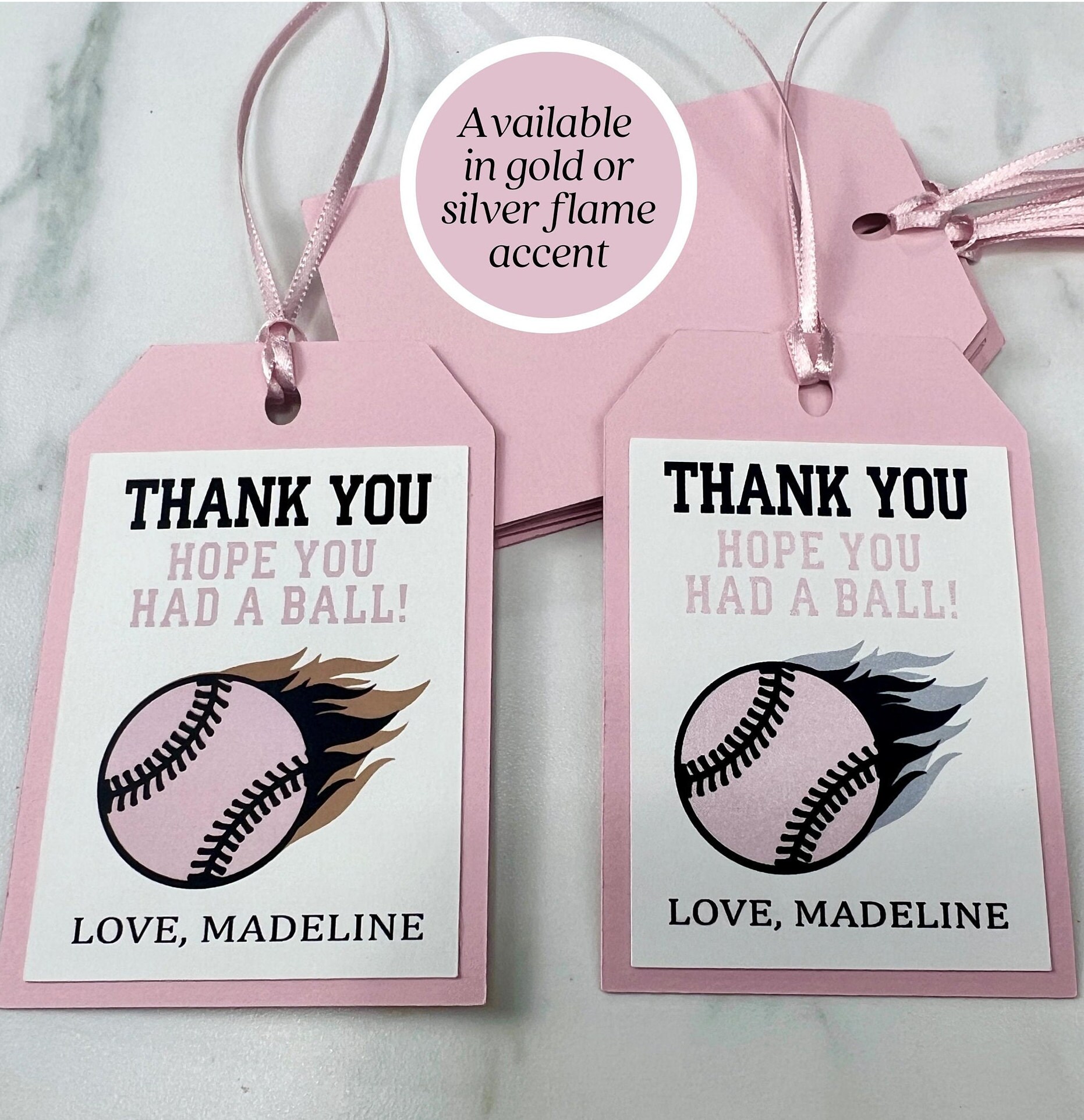 Softball Pink Favor Tag Set Girls Softball Favors Softball Gift Tags ...