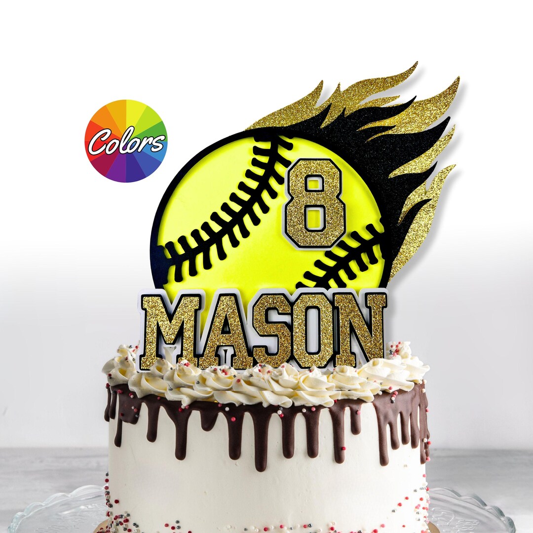 Softball Cake Topper [varsity Lettering] - Girls Birthday Party ...