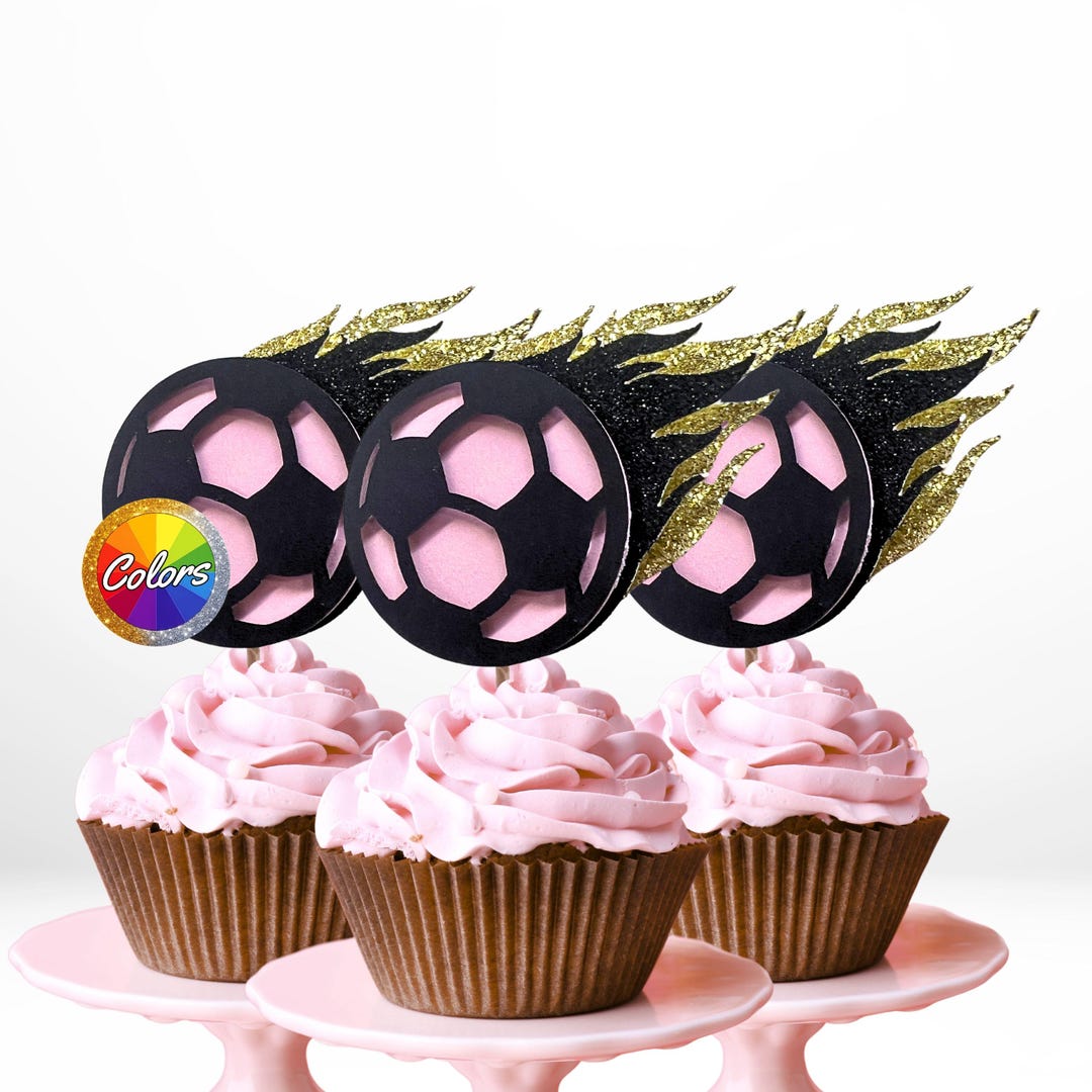 Soccer Cupcake Toppers - Girls Birthday Party Decorations, Sports Team ...