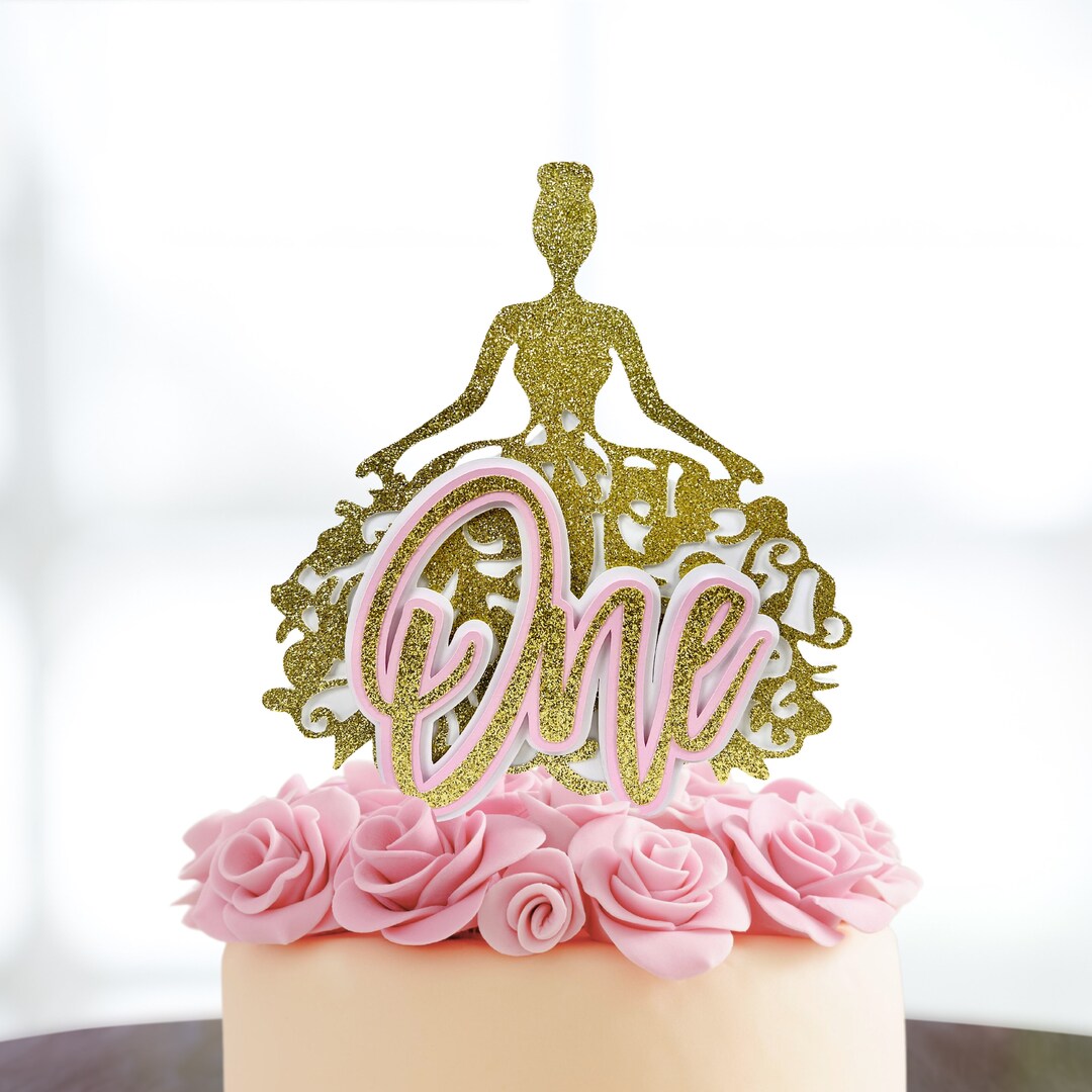 Princess ONE Cake Topper First Birthday Girl Elegant Princess Pink and ...