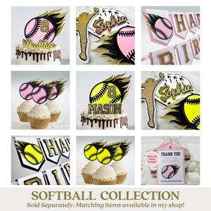 Softball Birthday Banner pink Girls Softball Party Decoration Sports ...