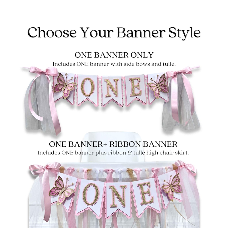 Butterfly ONE Banner - First Birthday High Chair Banner, 1st Birthday ...