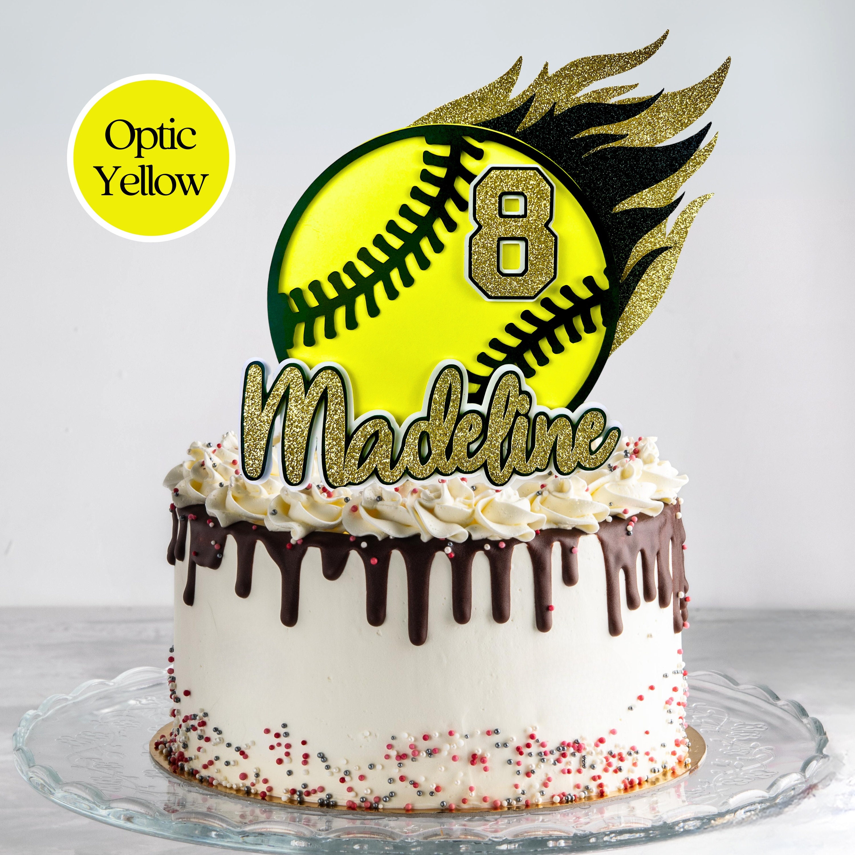 Softball Cake Topper script Lettering Softball Birthday Party Cake ...