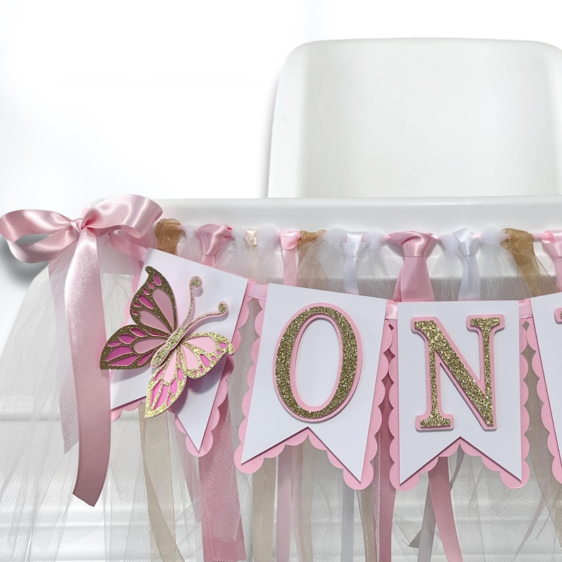 Butterfly ONE Banner - First Birthday High Chair Banner, 1st Birthday ...