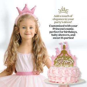 Princess Cake Topper - Birthday Party Princess Decoration - Pink and ...