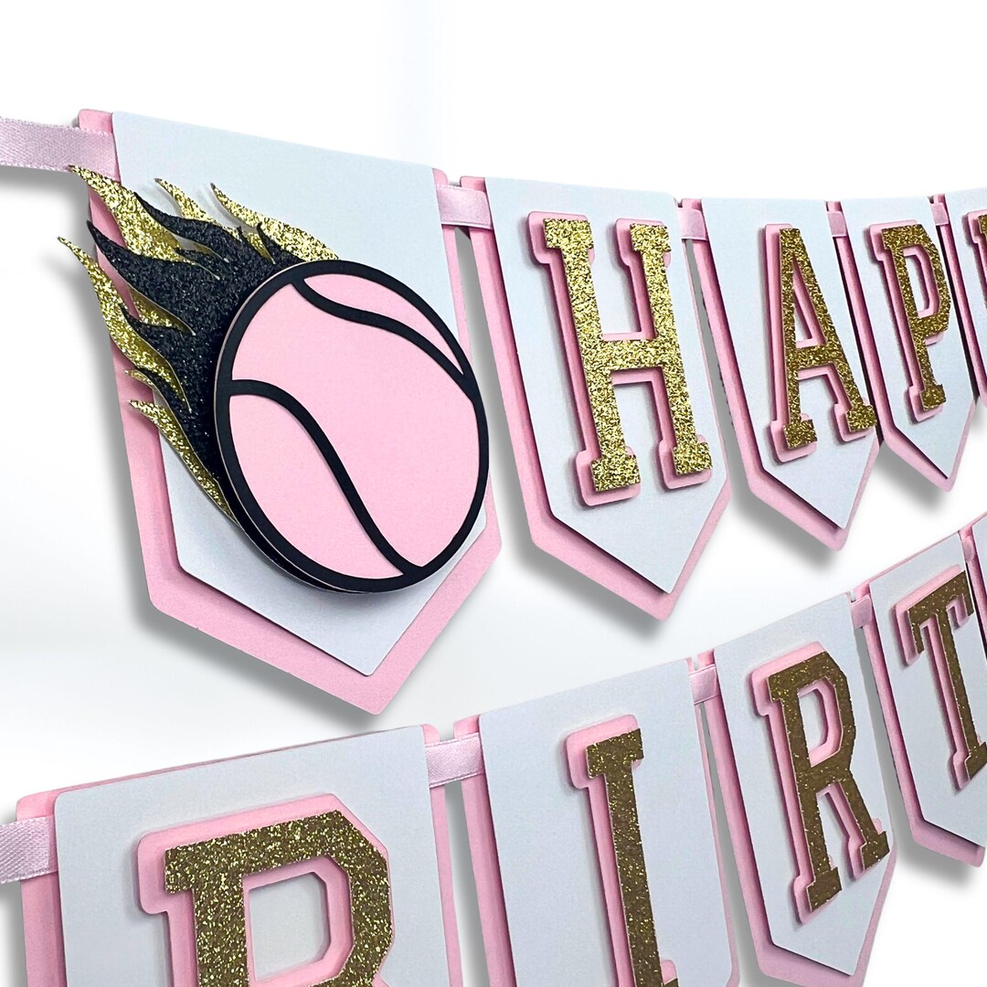 Tennis Birthday Banner [pink] - Girls Tennis Party Decoration - Sports ...