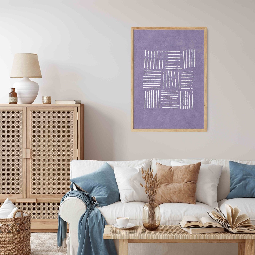 Abstract Purple Wall Art, Purple Line Art, Lavender Artwork, Boho Chic ...