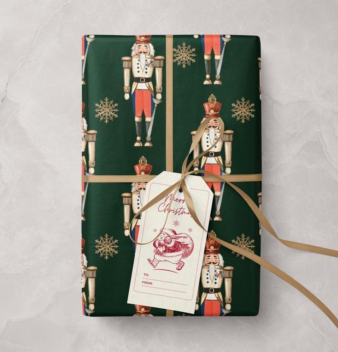 Christmas Nutcracker Wrapping Paper Roll Holiday Gift Wrap Festive ...