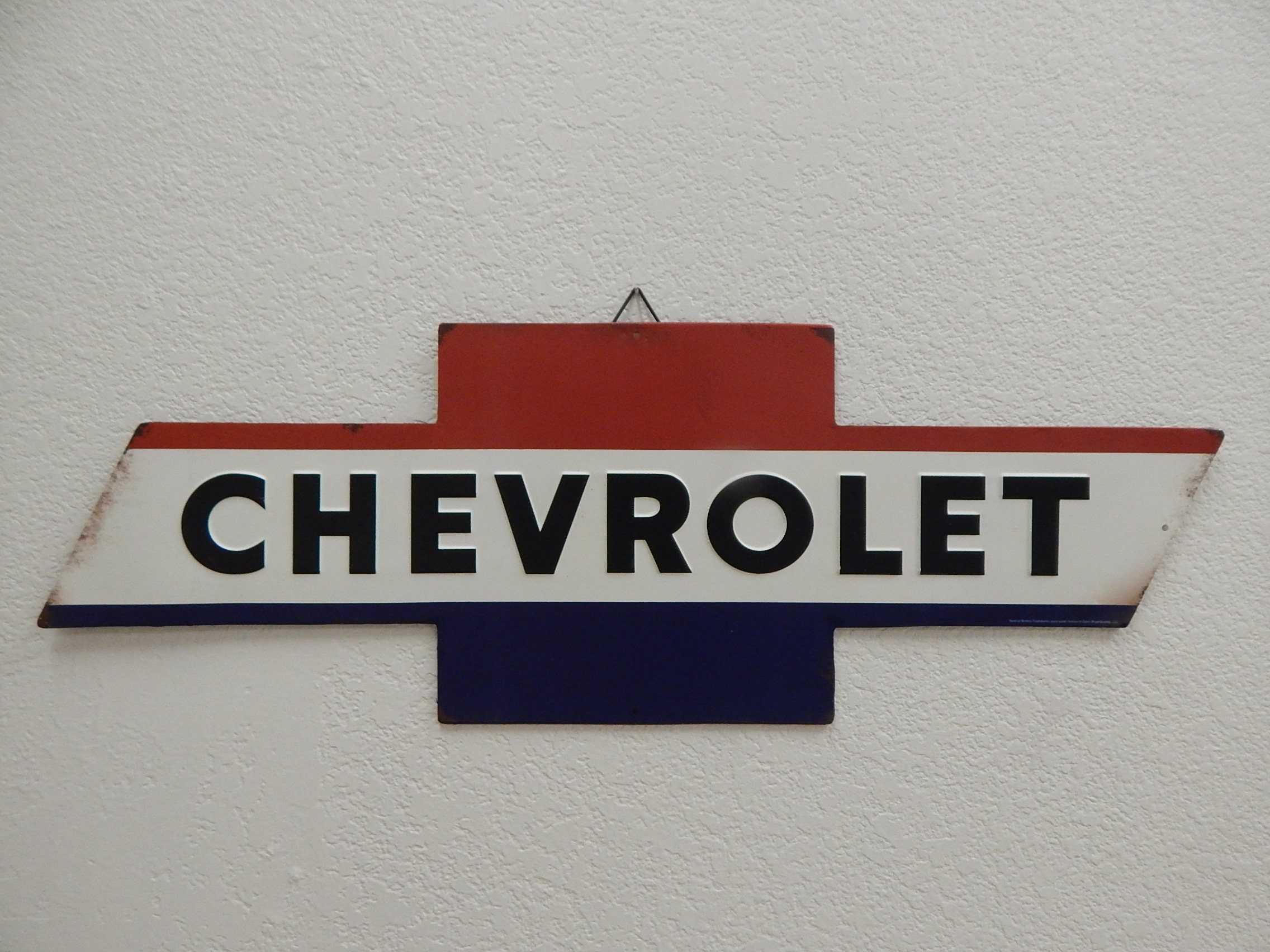 Large Chevrolet Bowtie Metal Sign Red, White and Blue - Etsy