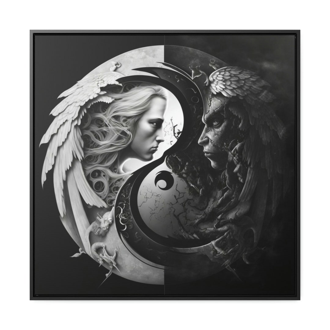 Yin and Yang: the Dance of Angels and Demons Canvas Painting Wall Art ...