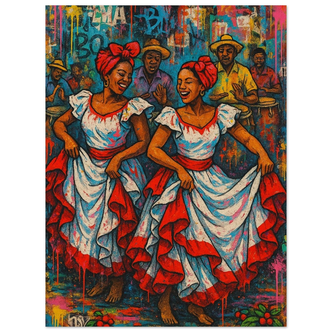 Bomba Dance Celebration — Puerto Rico Art Print - Etsy