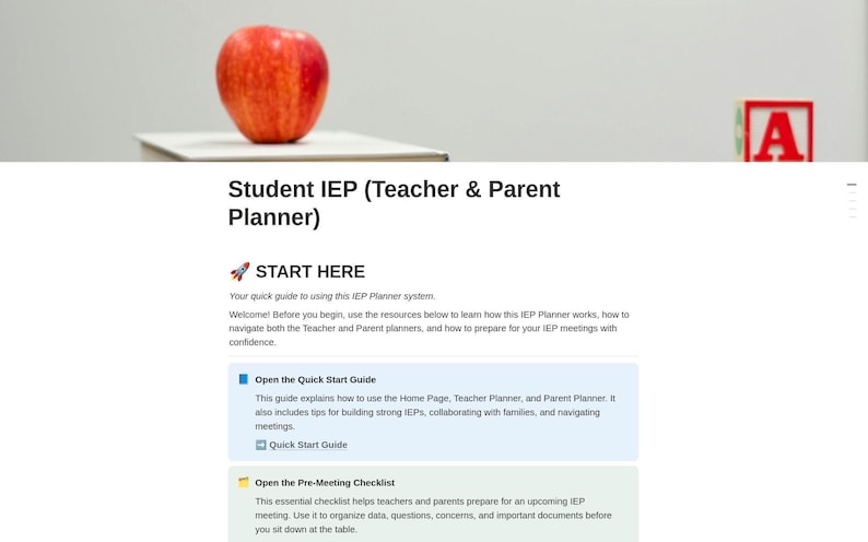 Student IEP (teacher & Parent Planner) - Etsy