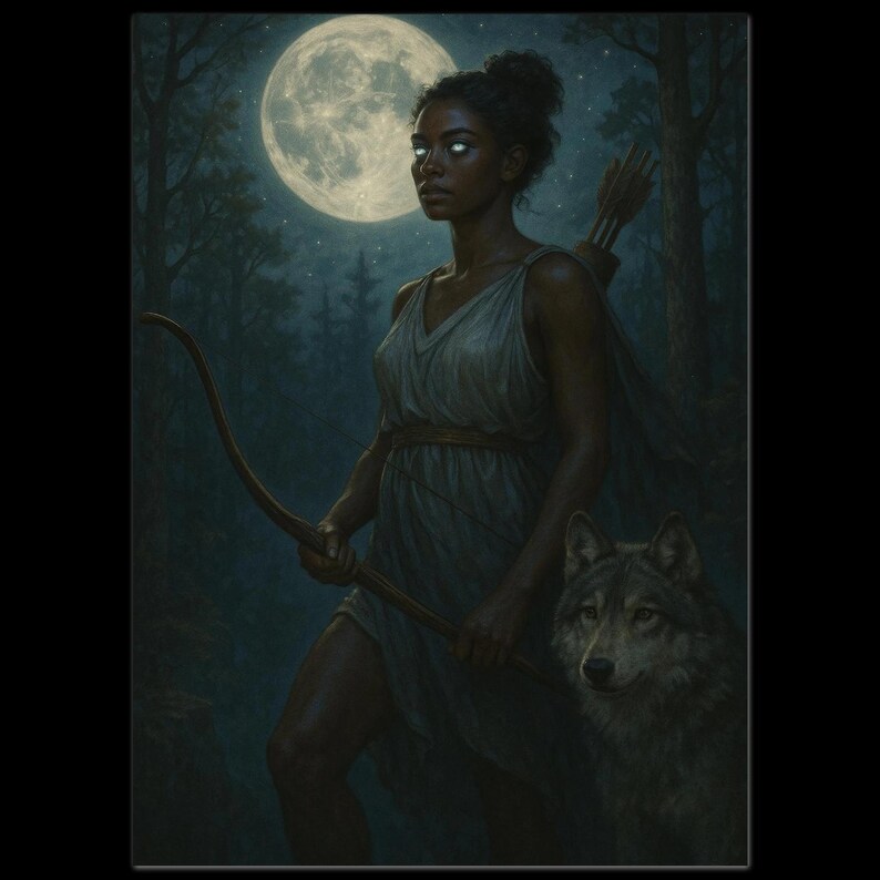 Goddess Diana of the Moonlight Hunt - Art Print - Etsy
