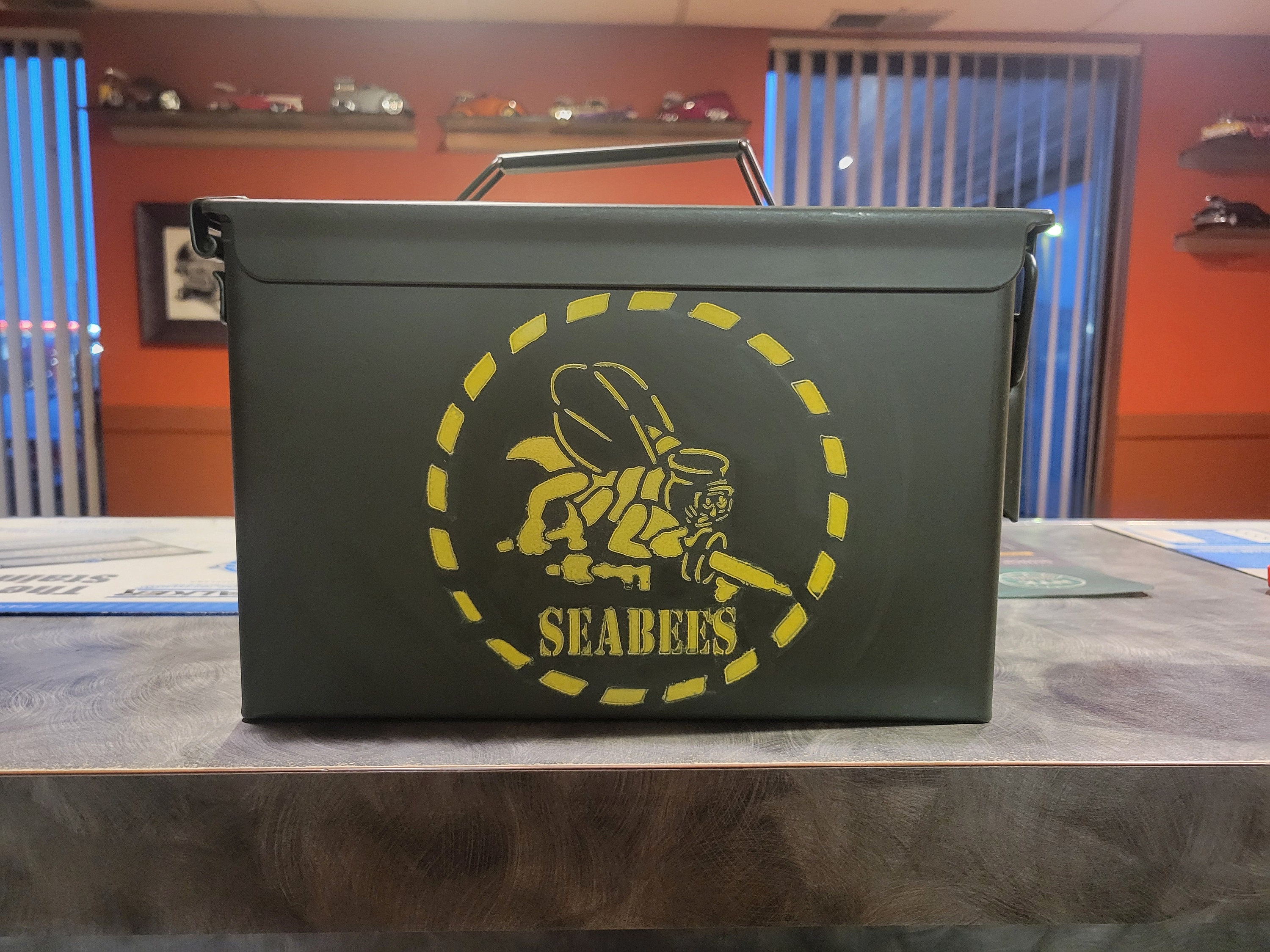 Navy Seabees Stencil Logo 50 Cal Caliber Ammo Can Ammunition Box New ...