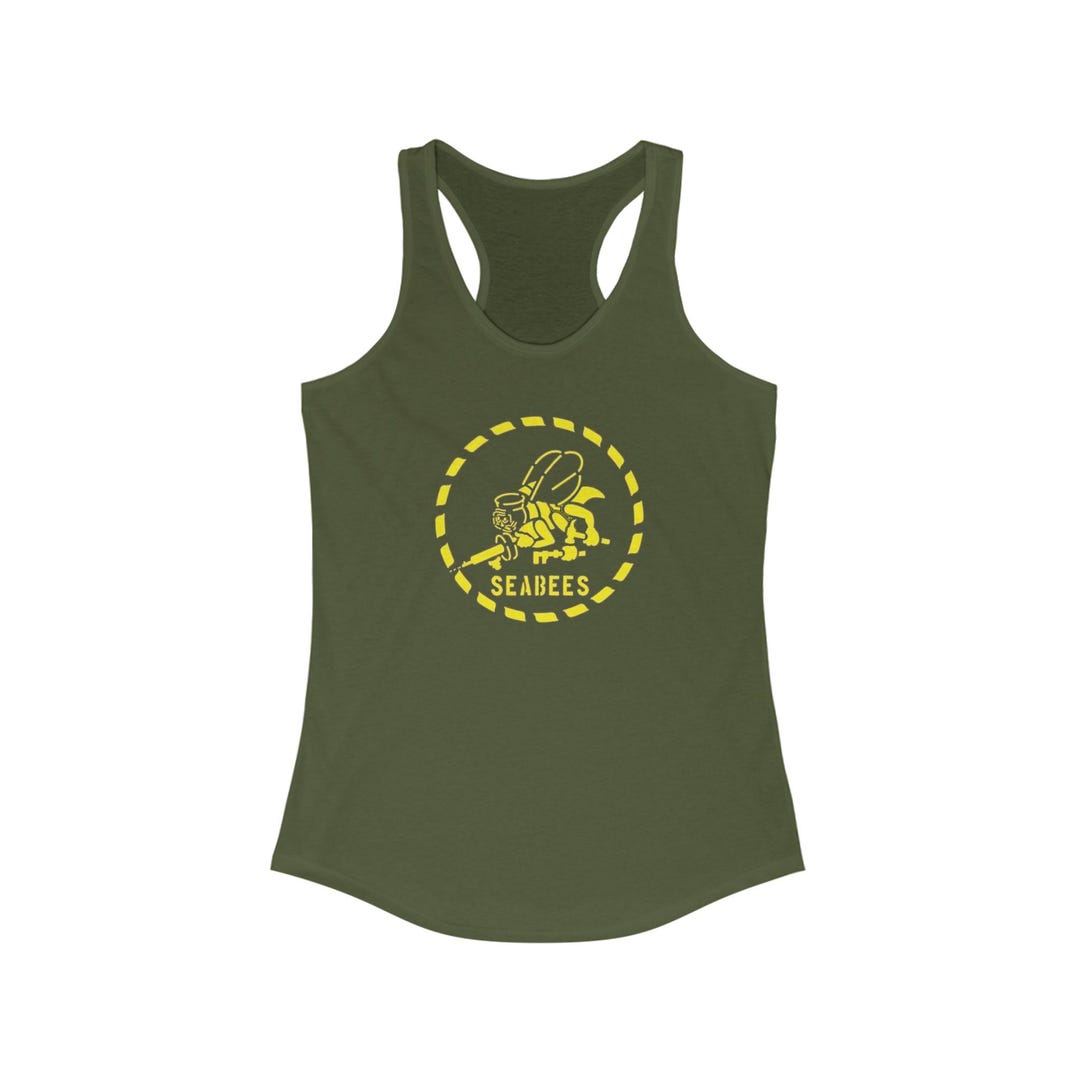 Tank Top CESE Seabees Yellow Stencil Women's Ideal Racerback Tank OD ...