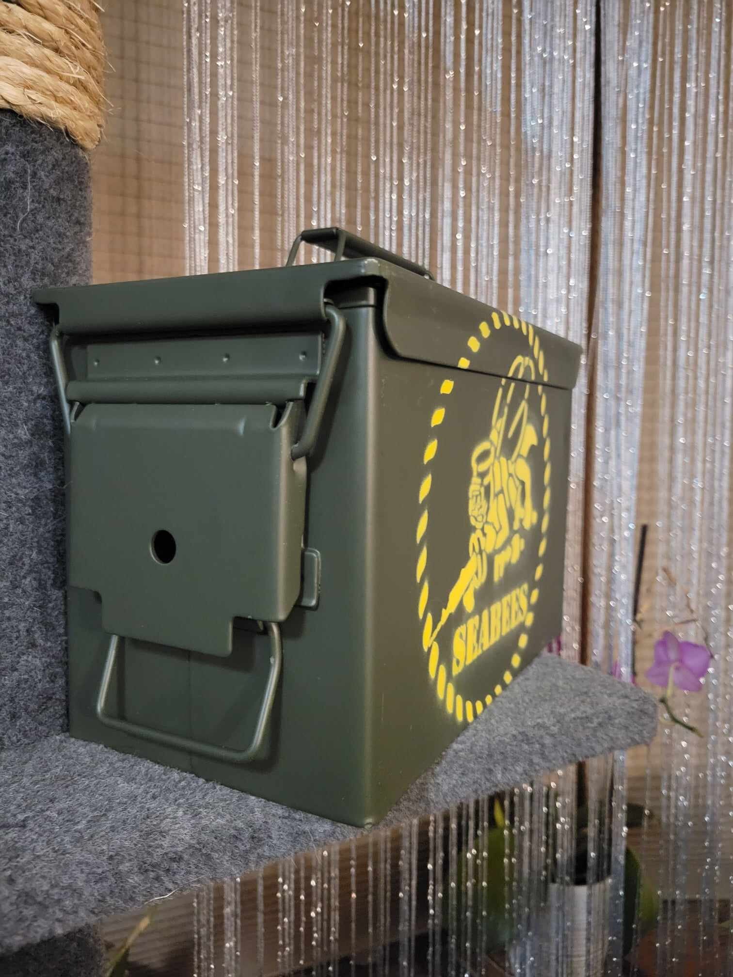 Navy Seabees Stencil Logo 50 Cal Caliber Ammo Can Ammunition Box New ...