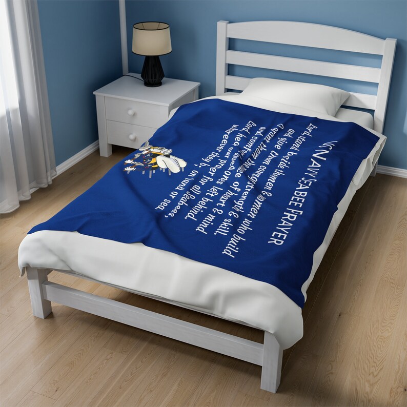 Seabee Prayer Blanket Velveteen Plush Blue Protect Our Seabees for Mom ...