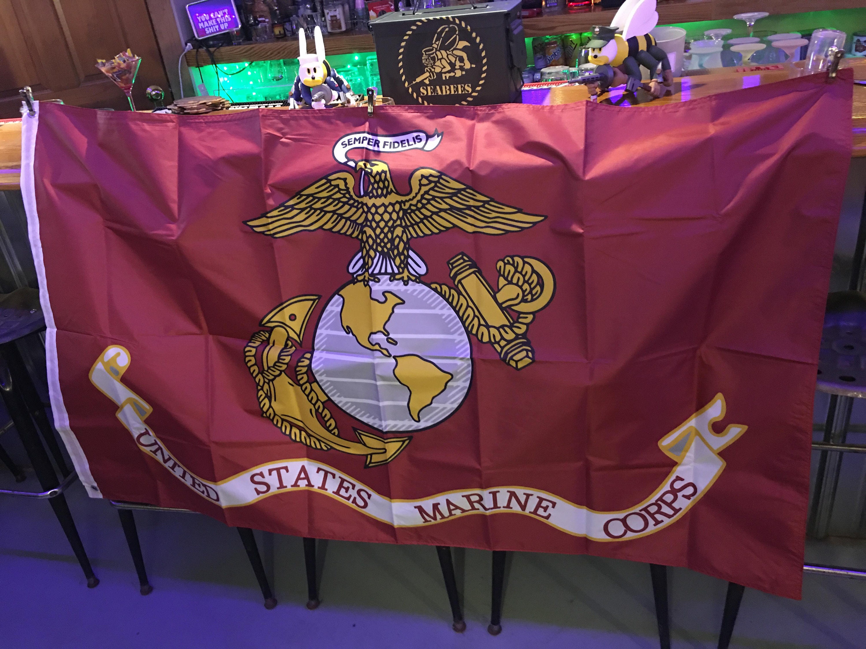 USMC Flag 3x5 Durable Heavy Duty Double Sided Logo Red for Mom Dad ...