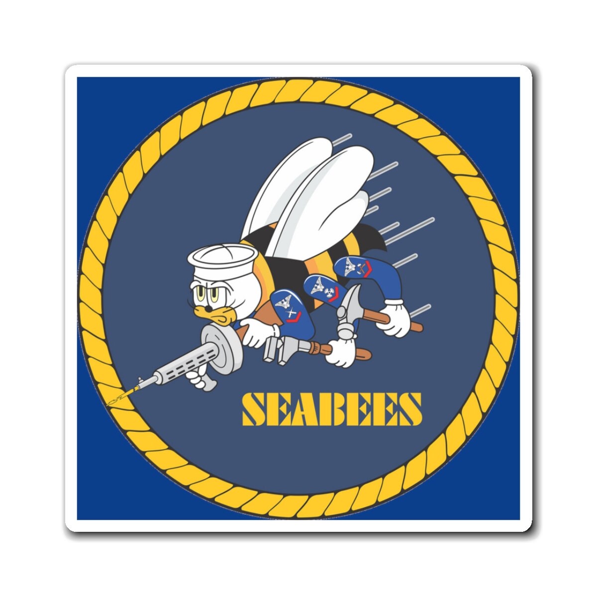 Seabees Logo Magnets in 3 Sizes for Refrigerator Beehive Garage Fridge ...