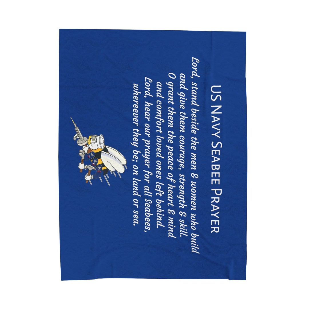 Seabee Prayer Blanket Velveteen Plush Blue Protect Our Seabees for Mom ...