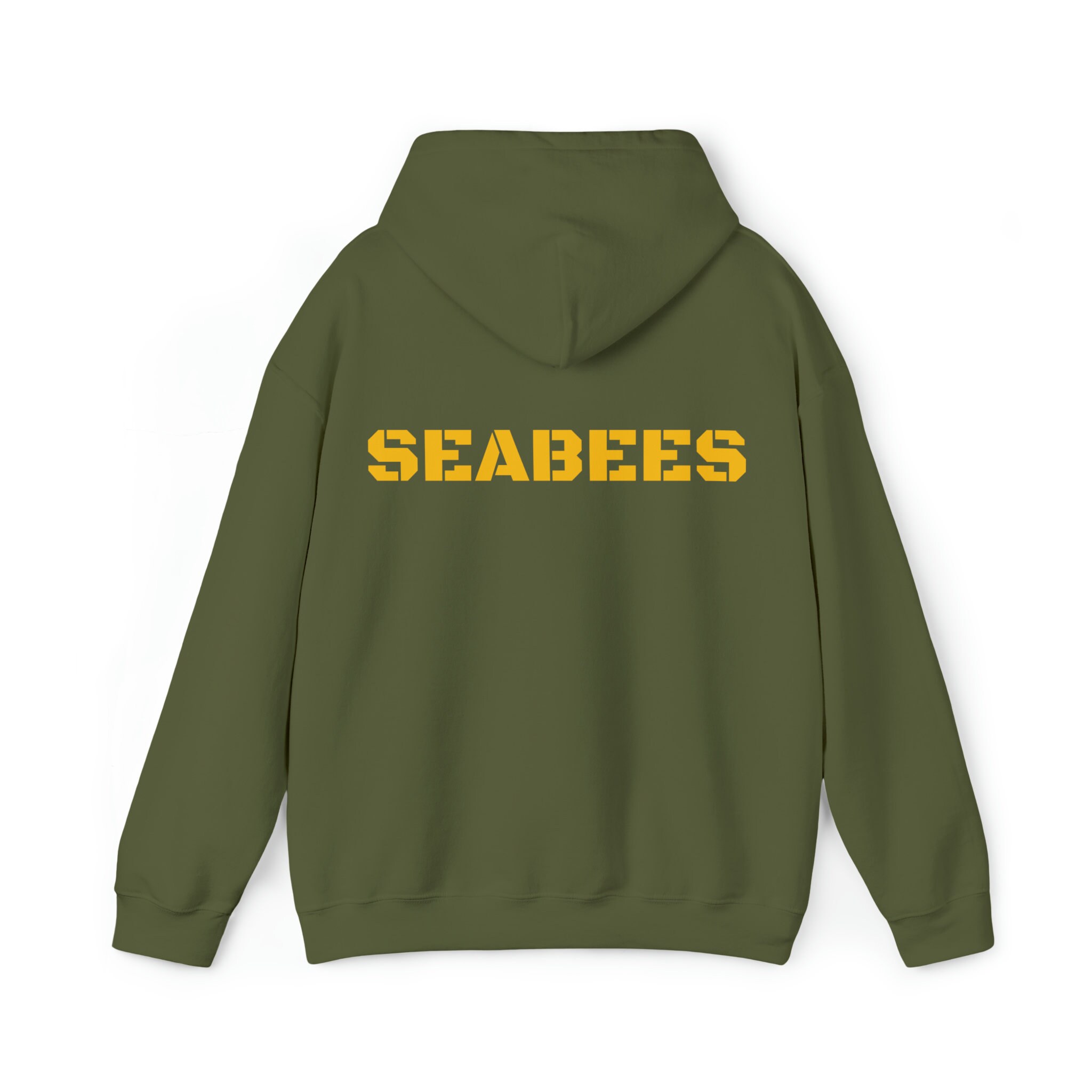 Double Sided Seabees CESE Stencil Logo Gold OD Green Heavy Blend Hooded ...