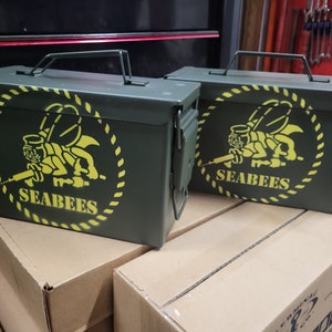 Navy Seabees Stencil Logo 50 Cal Caliber Ammo Can Ammunition Box New ...
