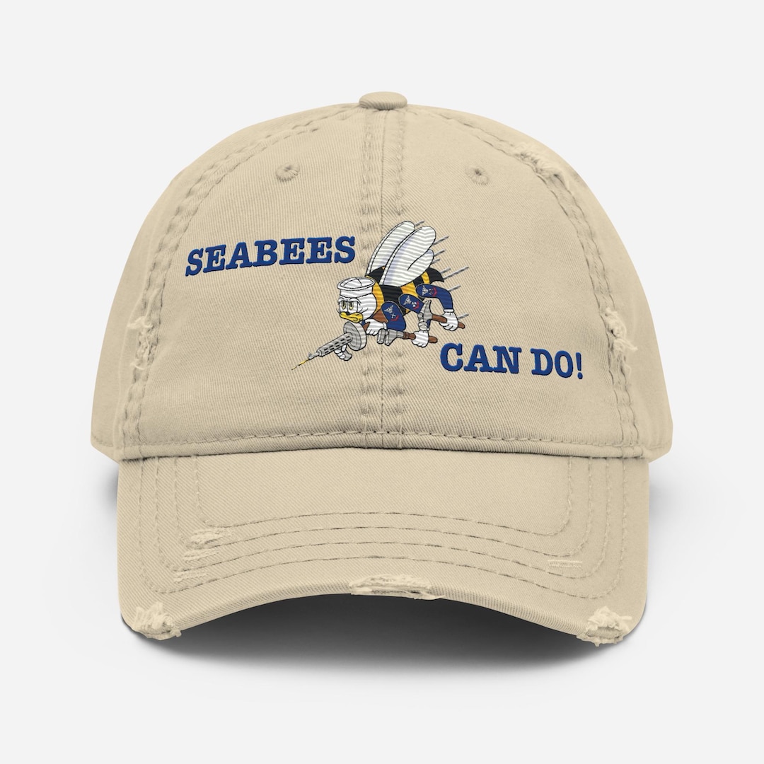 Embroidered Seabee Can Do Distressed Dad Hat - Etsy