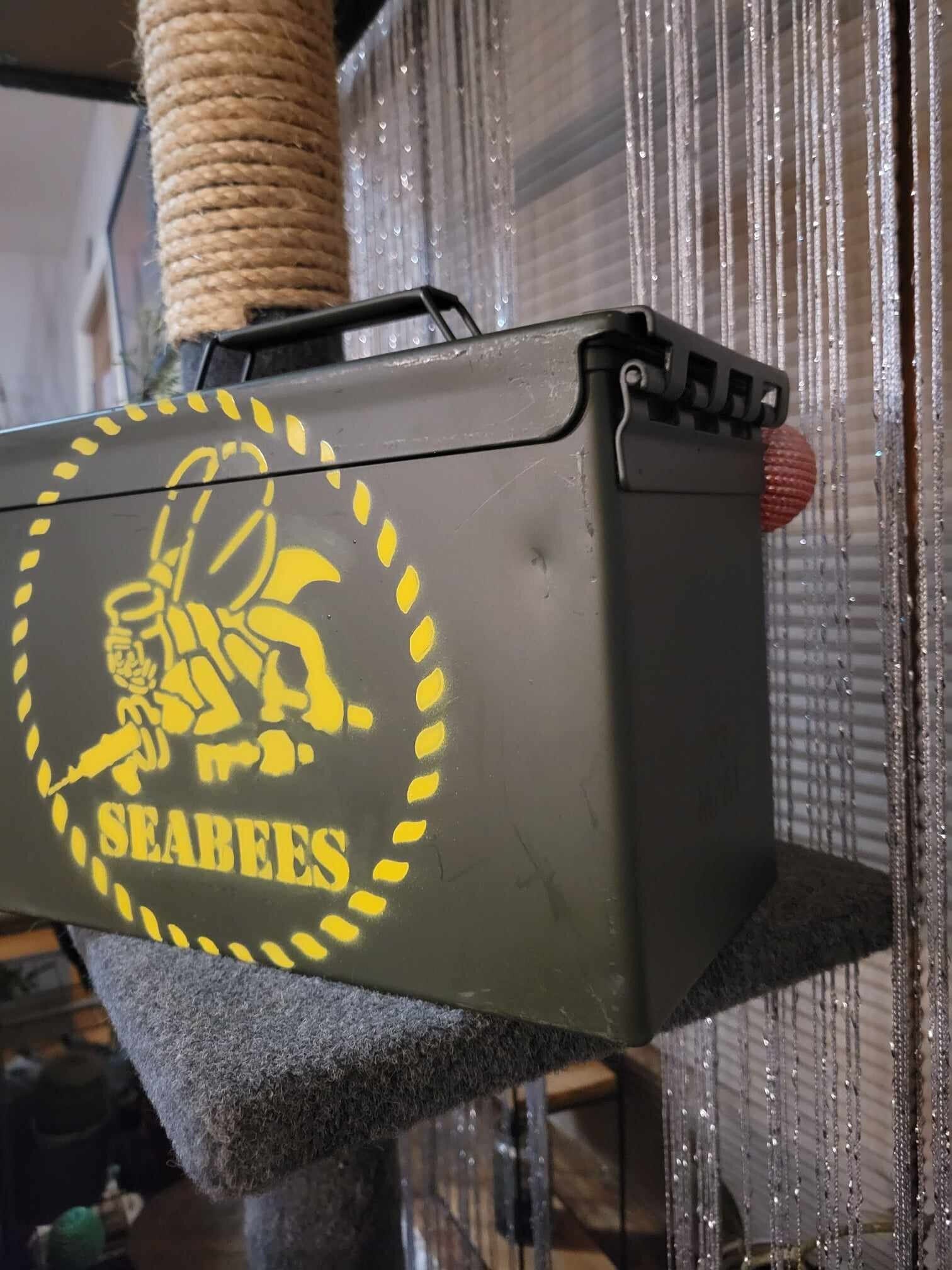 Navy Seabees Stencil Logo 50 Cal Caliber Ammo Can Ammunition Box New ...