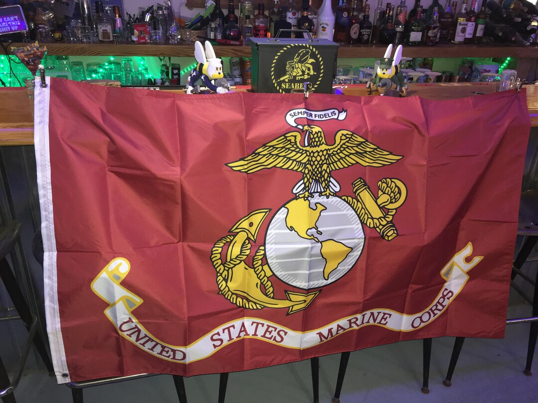 USMC Flag 3x5 Durable Heavy Duty Double Sided Logo Red for Mom Dad ...