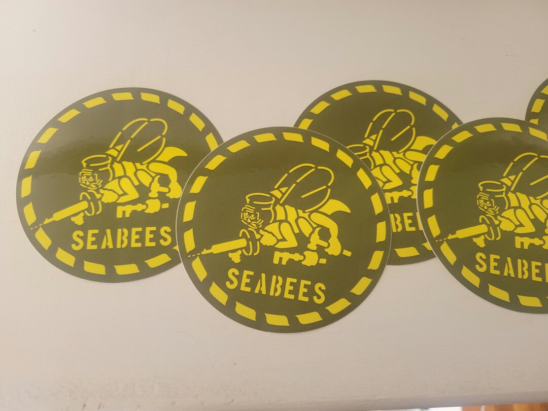 Round 4 Inch Seabee Stencil Bumper Sticker CESE - Etsy