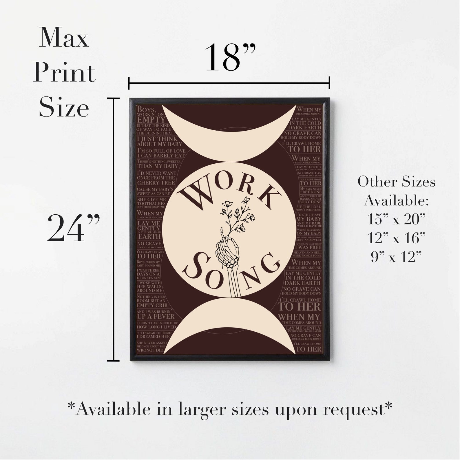 Work Song by Hozier Full Lyrical Poster - Etsy