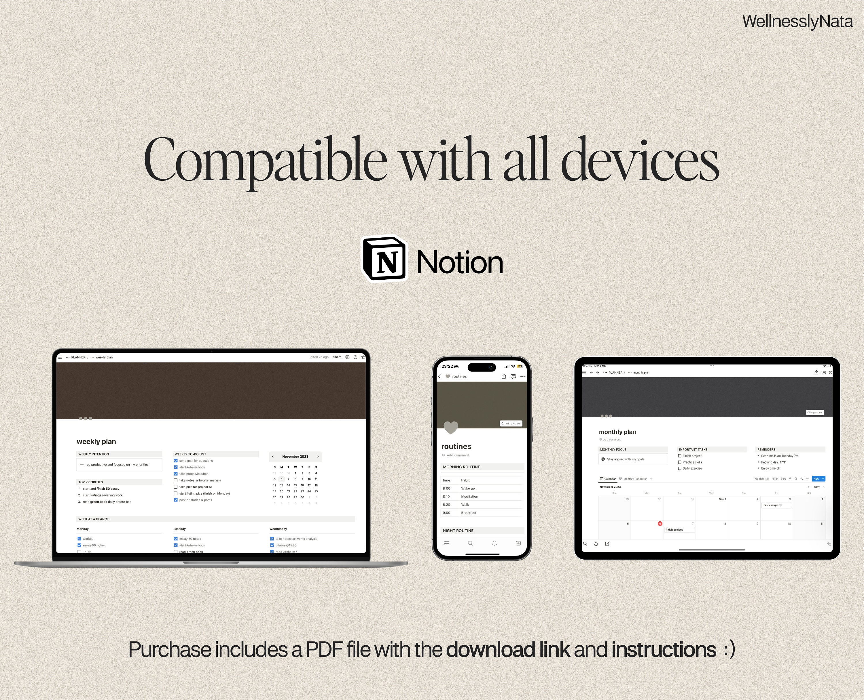 Notion Template | All in One Notion Planner | Simple Notion Planner ...