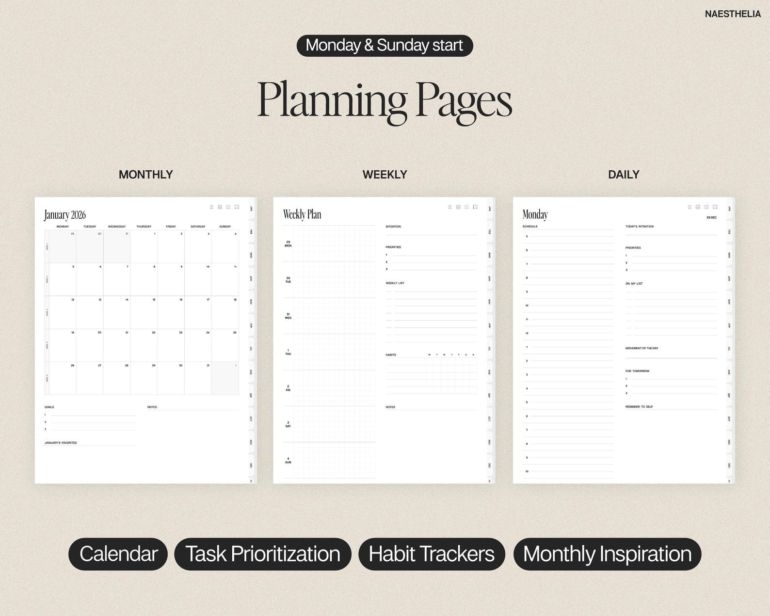 2026 Digital Planner | Monthly, Weekly, Daily Planner Templates for ...