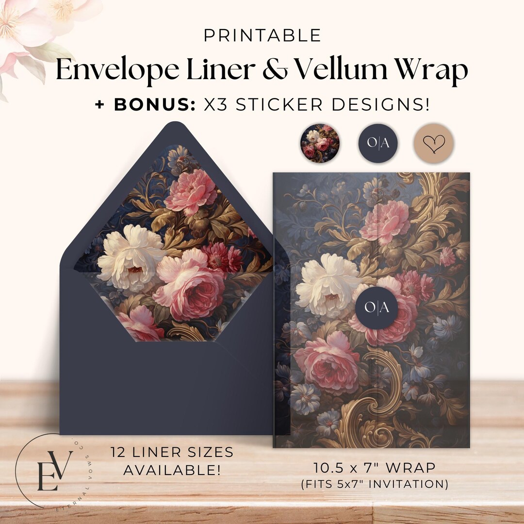 Baroque Envelope Liner, Vintage Wedding Invitation Template, Editable ...