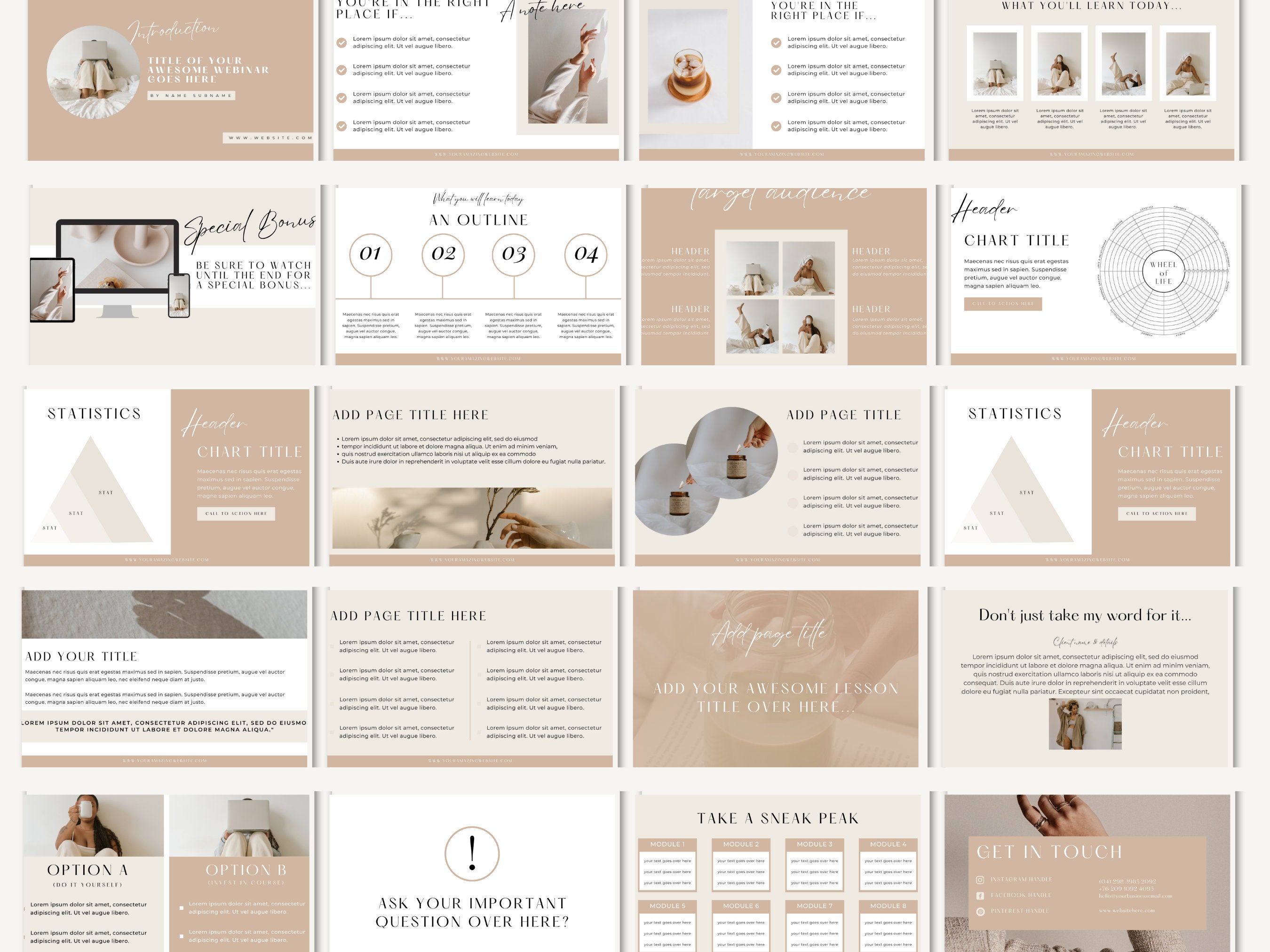 Neutral Canva Template Bundle Masterclass Template Course Slide Deck ...