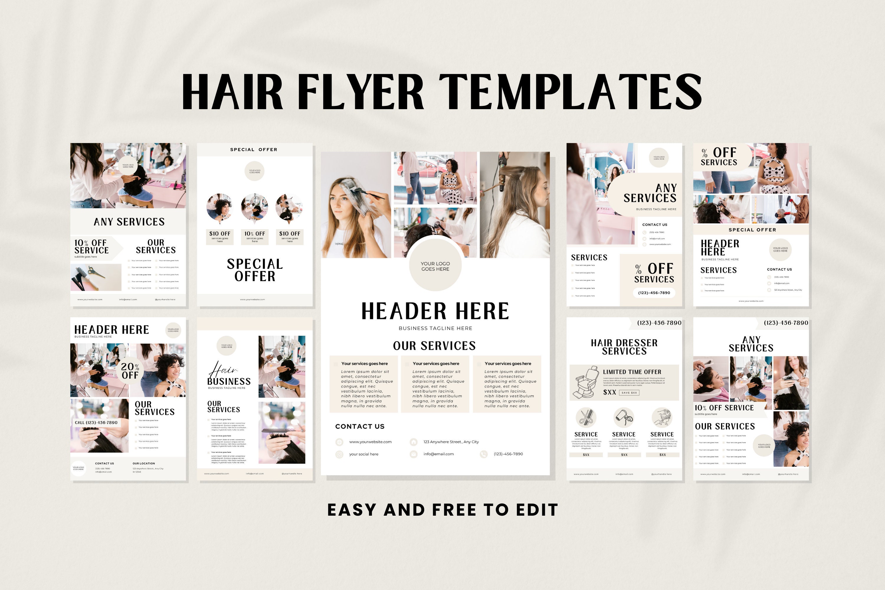 Hair Stylist Flyer | Hair Salon Flyer | Hair Flyer Bundle | Hair Flyers ...
