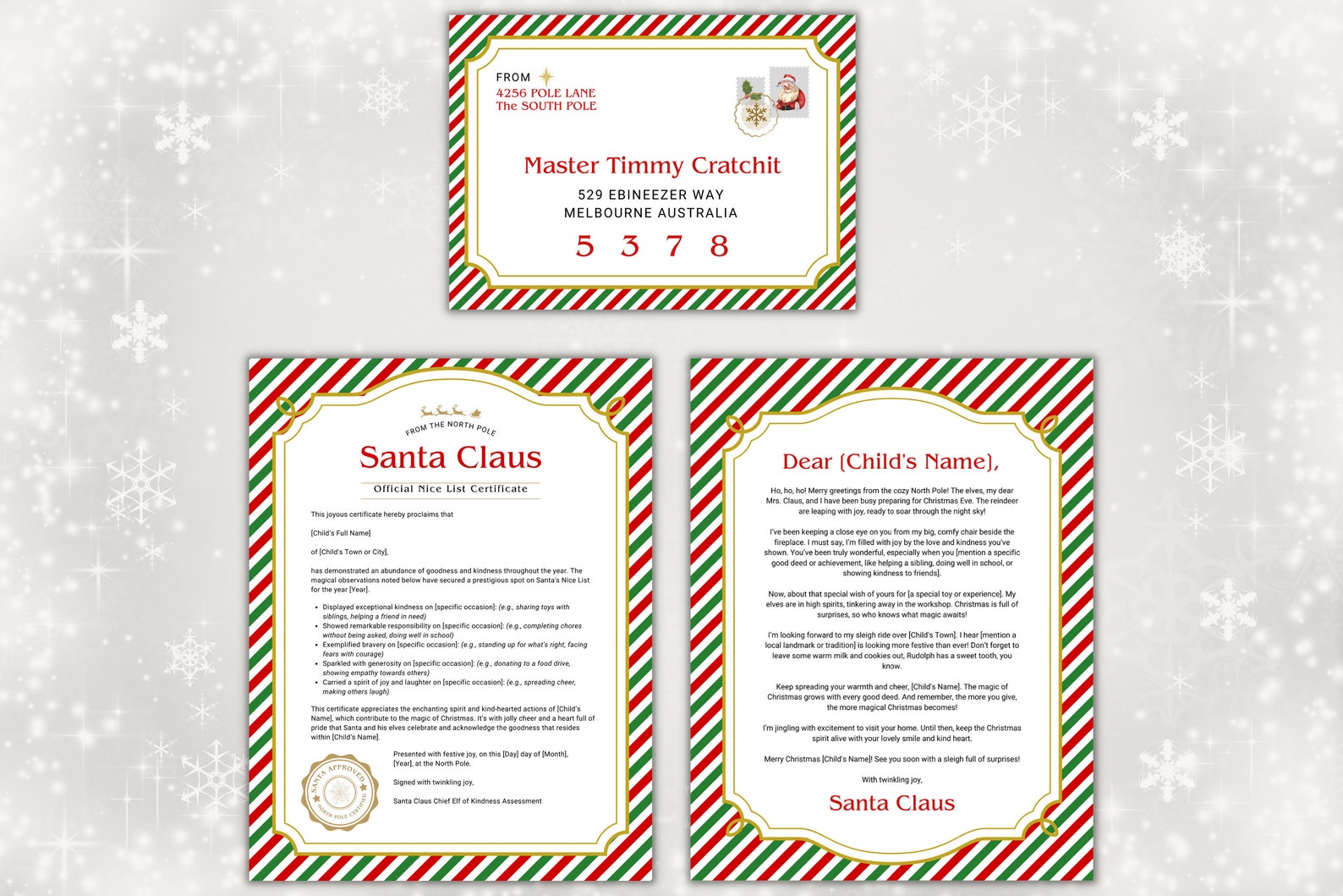 Letter From Santa and Envelope | Editable Santa Letter Bundle | Nice ...